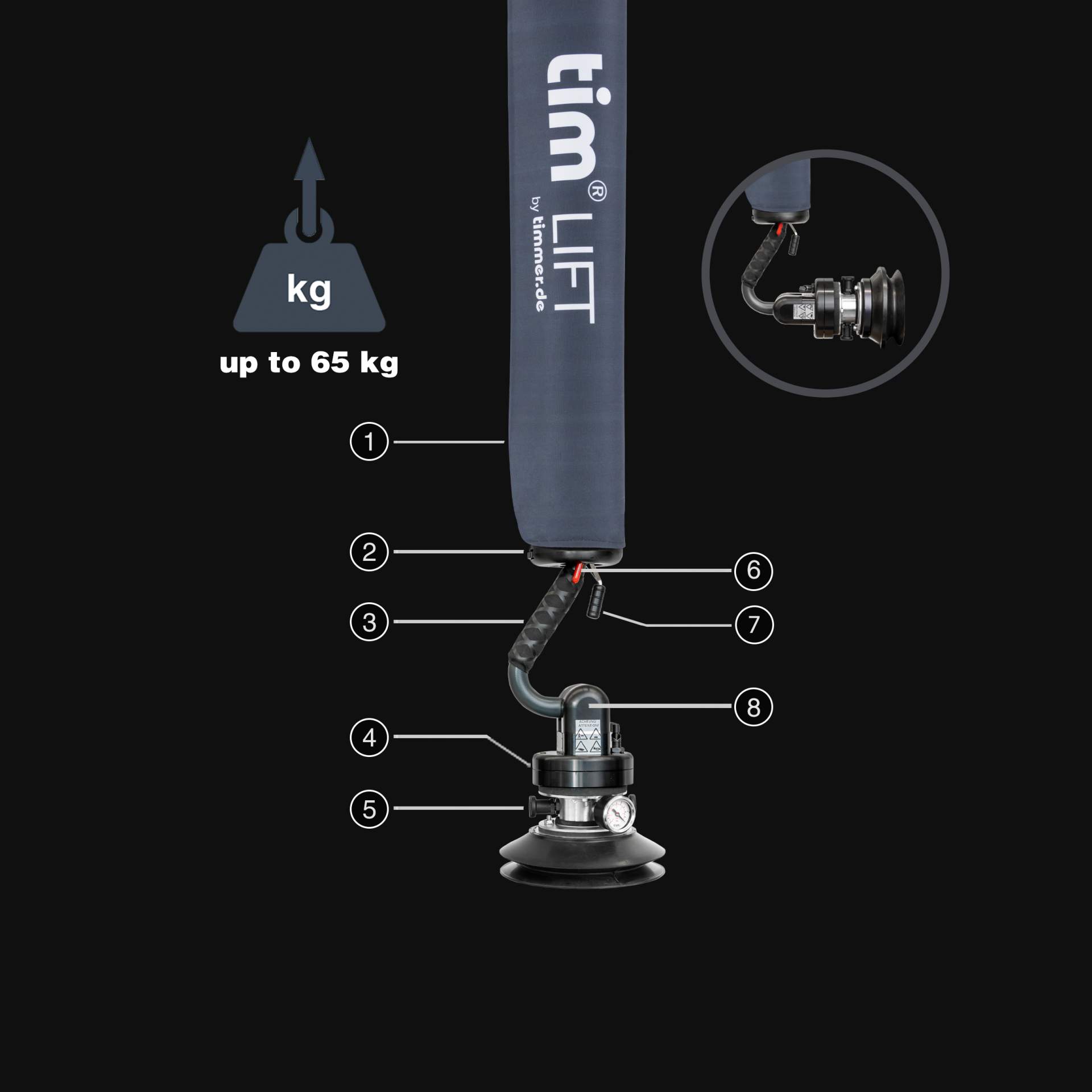 quickLift vacuum tube lifter with one-hand operation