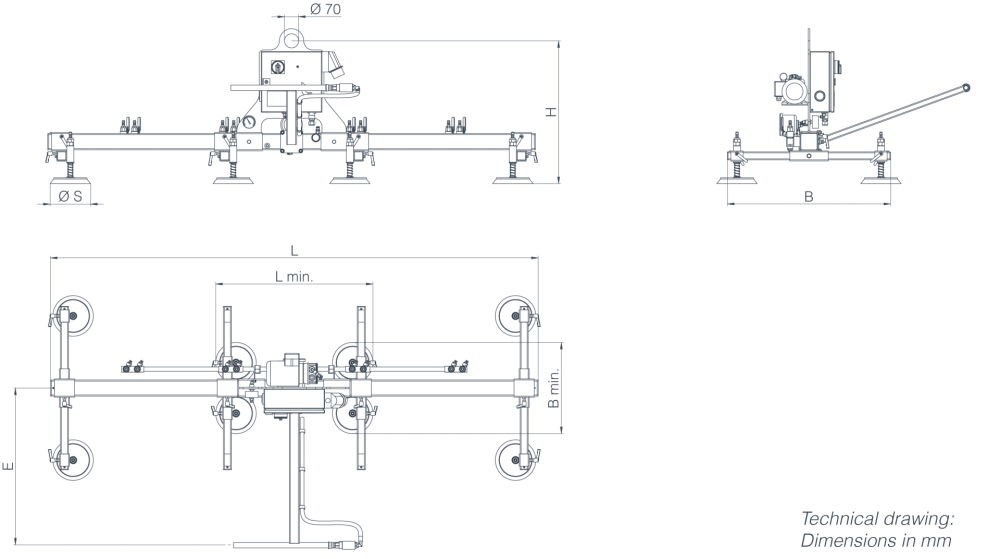 lifting traverse for lifting building materials etc.